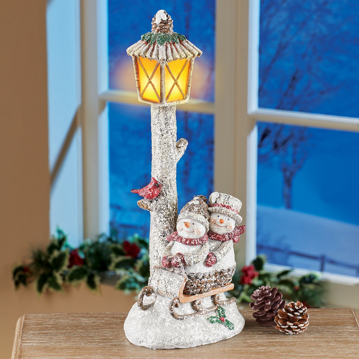 Lighted Snowman Lamppost | Collections Etc.