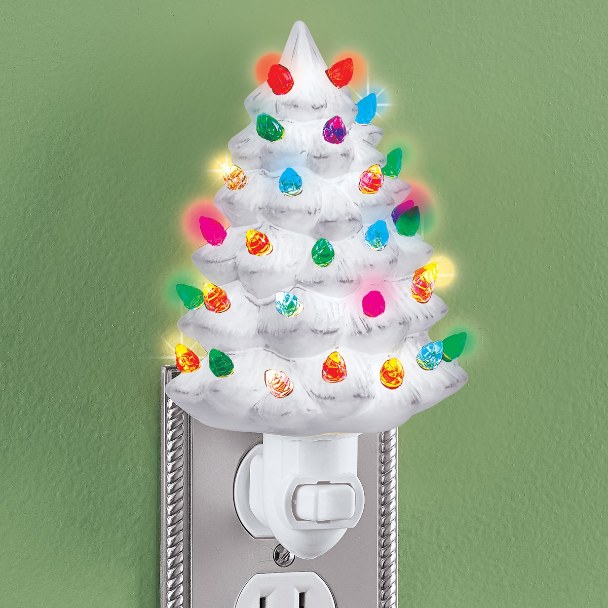 Ceramic Christmas Tree Night Light - 6"H | Collections Etc.