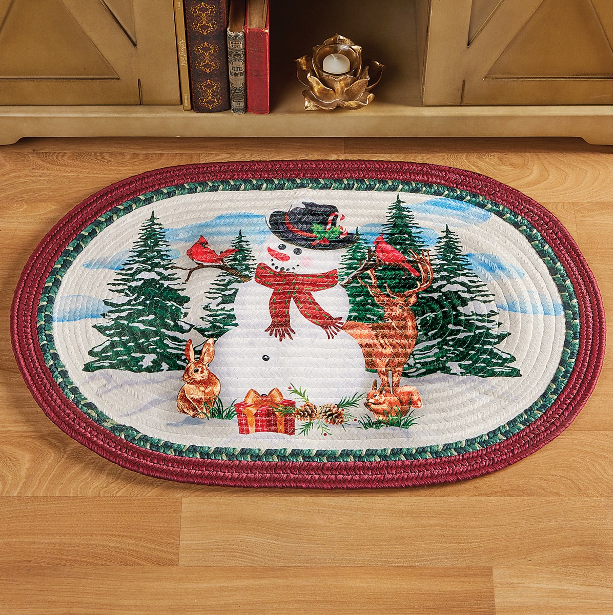 Snowman Braided Winter Accent Rug | Collections Etc.