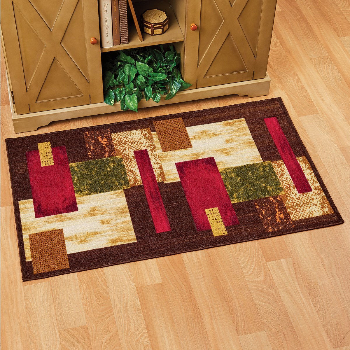 Overlapping Geometric Squares Modern Accent Rug | Collections Etc.