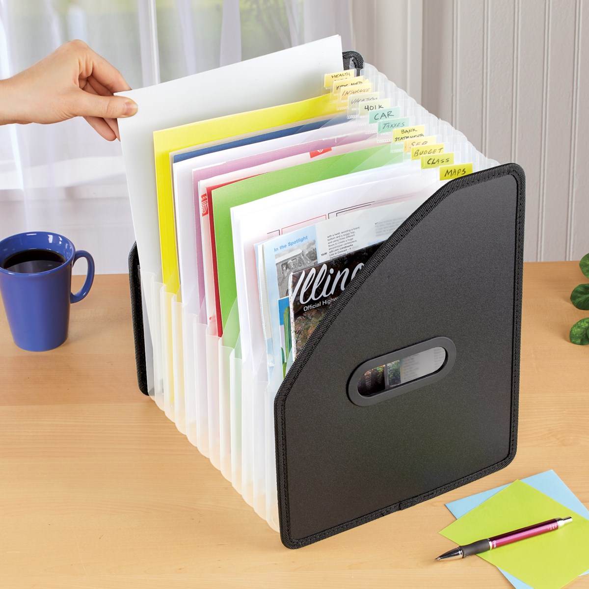 Space Saving Vertical 13 Pocket Expanding File | Collections Etc.