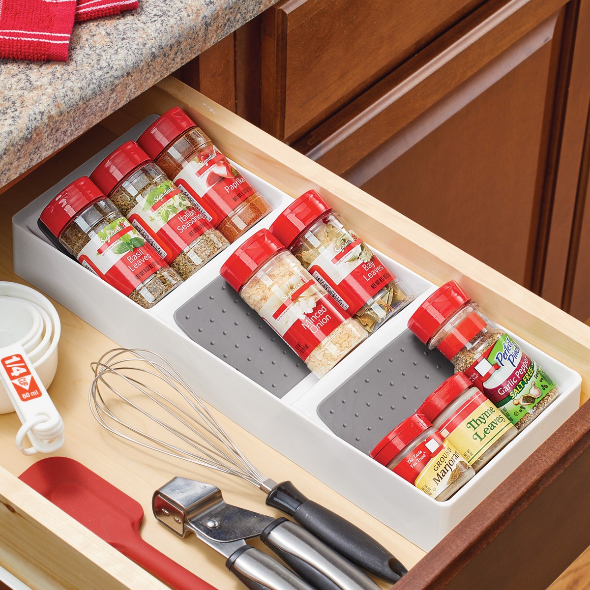 Non-Skid 3 Tier Spice Drawer Organizer | Collections Etc.