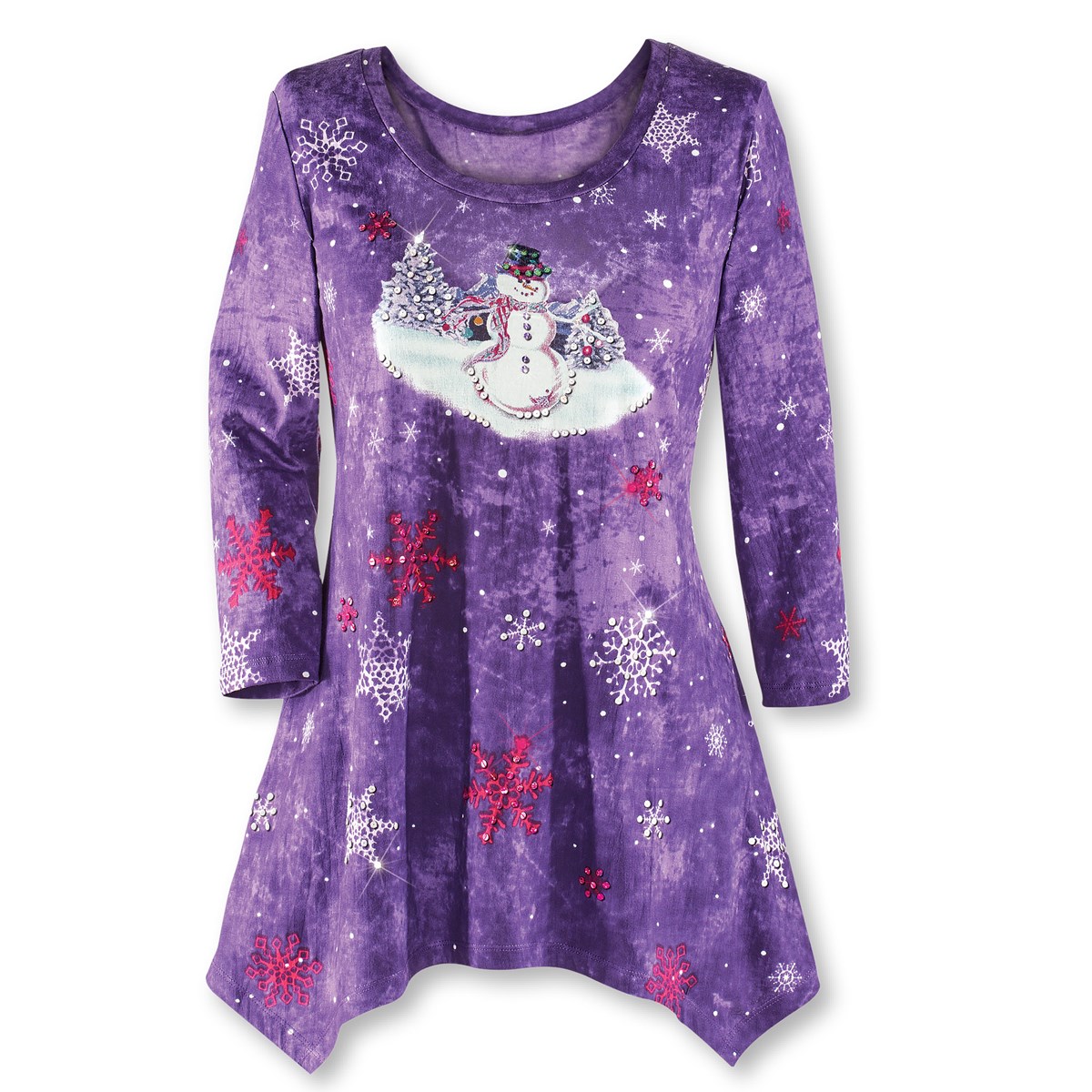 Let it Snow Sharkbite Top w/ Sparkling Snowflakes | Collections Etc.