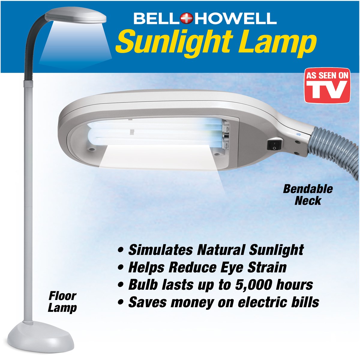 Bell and Howell Floor Lamp with Adjustable Neck | Collections Etc.