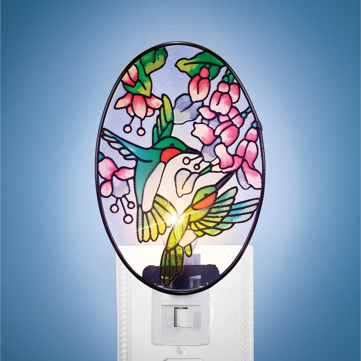 Hummingbirds Stained-Glass Night Light | Collections Etc.