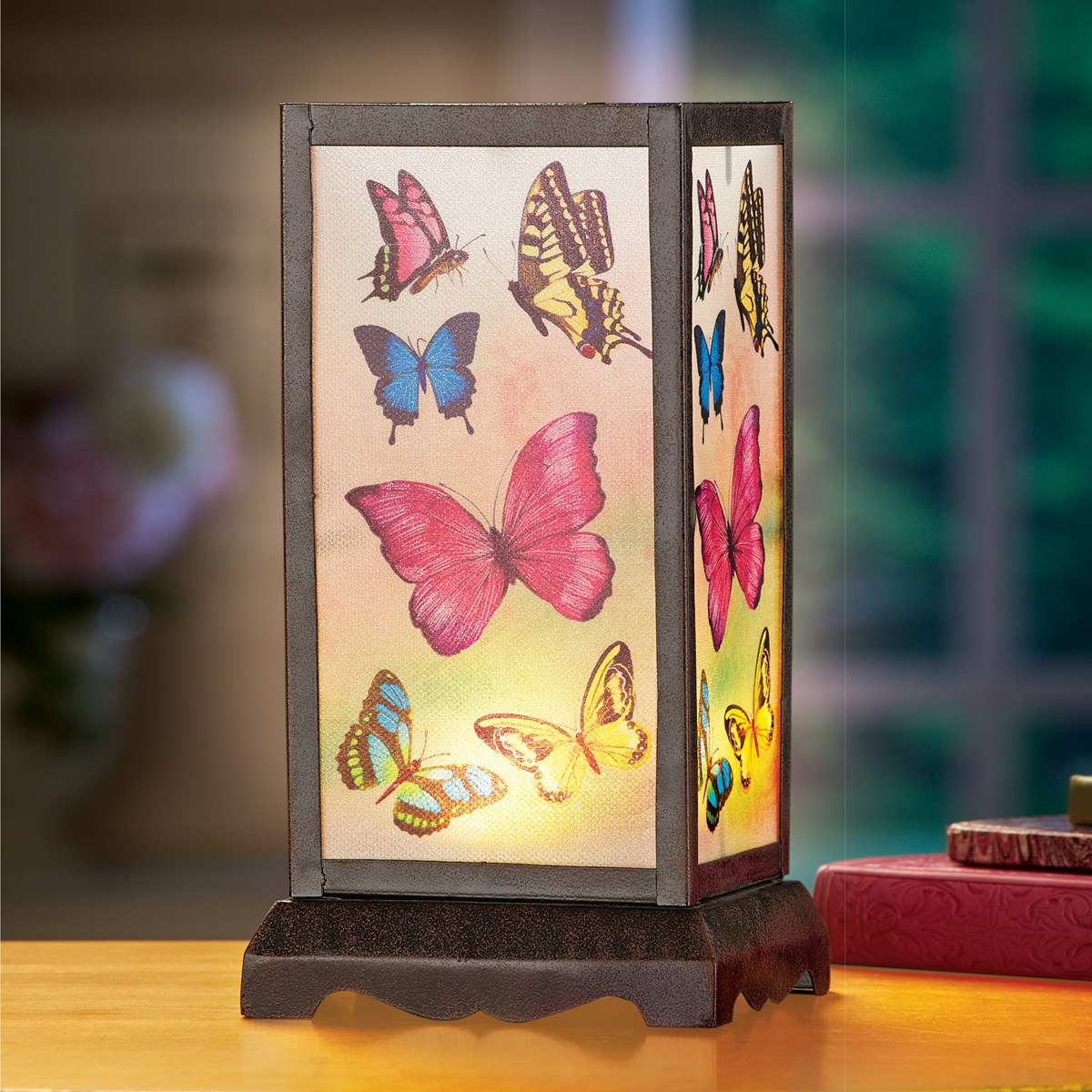 Butterfly Panel Tabletop Lamp with Remote | Collections Etc.