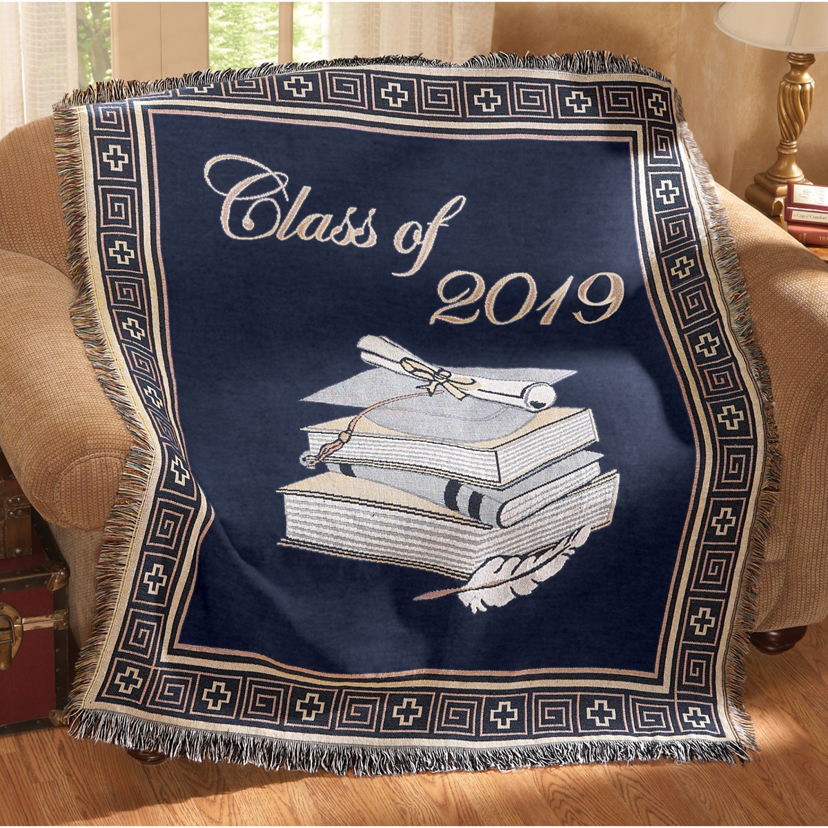 Graduation 2019 Throw with Fringe Border | Collections Etc.