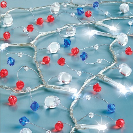 Patriotic Bead Sparkling Light String | Collections Etc.