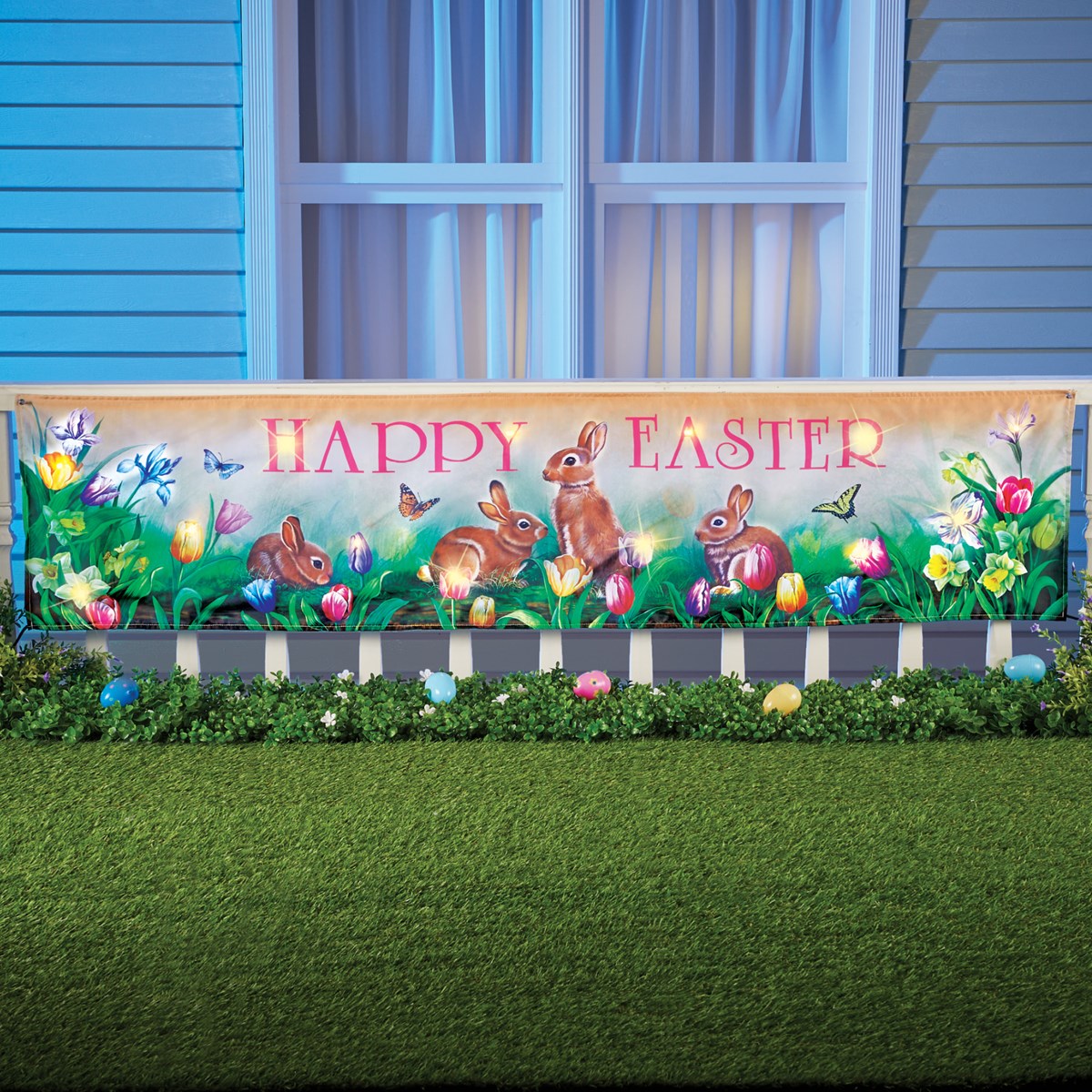 Lighted Sparkling Happy Easter Spring Banner | Collections Etc.