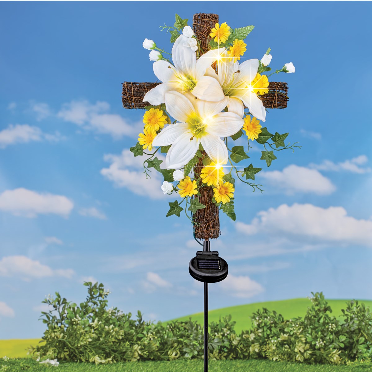 Solar Easter Lily Cross Spring Garden Stake | Collections Etc.