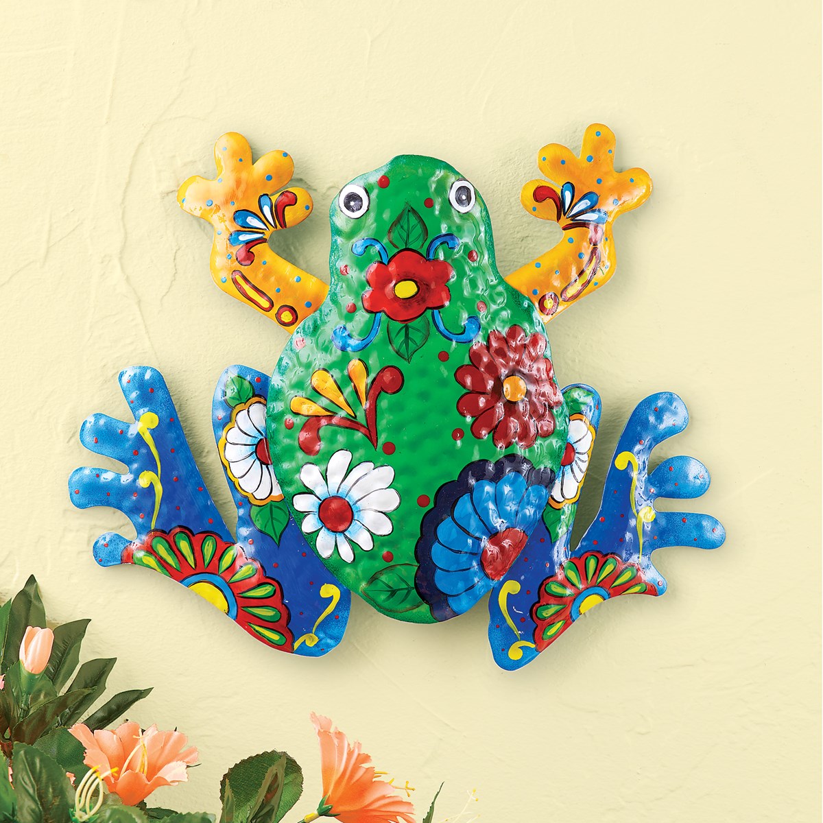 Colorful Floral Print Frog Wall Decor | Collections Etc.
