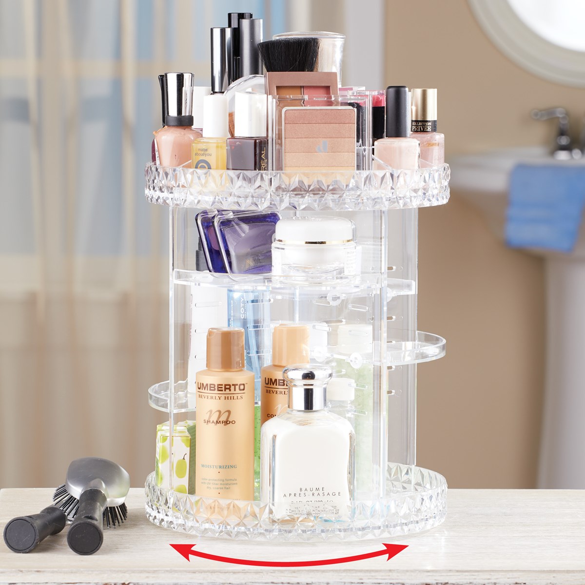Adjustable Acrylic Rotating Cosmetic Organizer | Collections Etc.