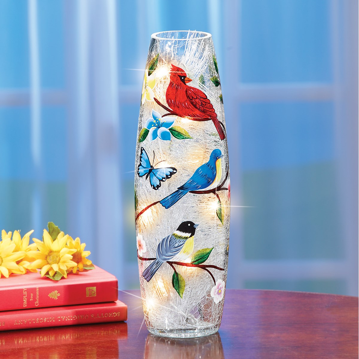 Bird Garden Crackled Glass Hurricane Lamp Collections Etc