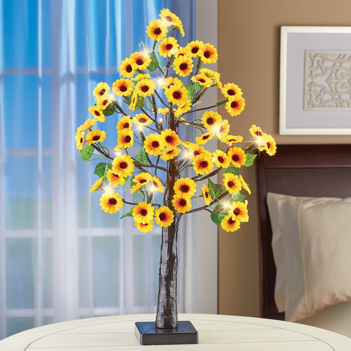 Lighted Sunflower Adjustable Tabletop Tree | Collections Etc.