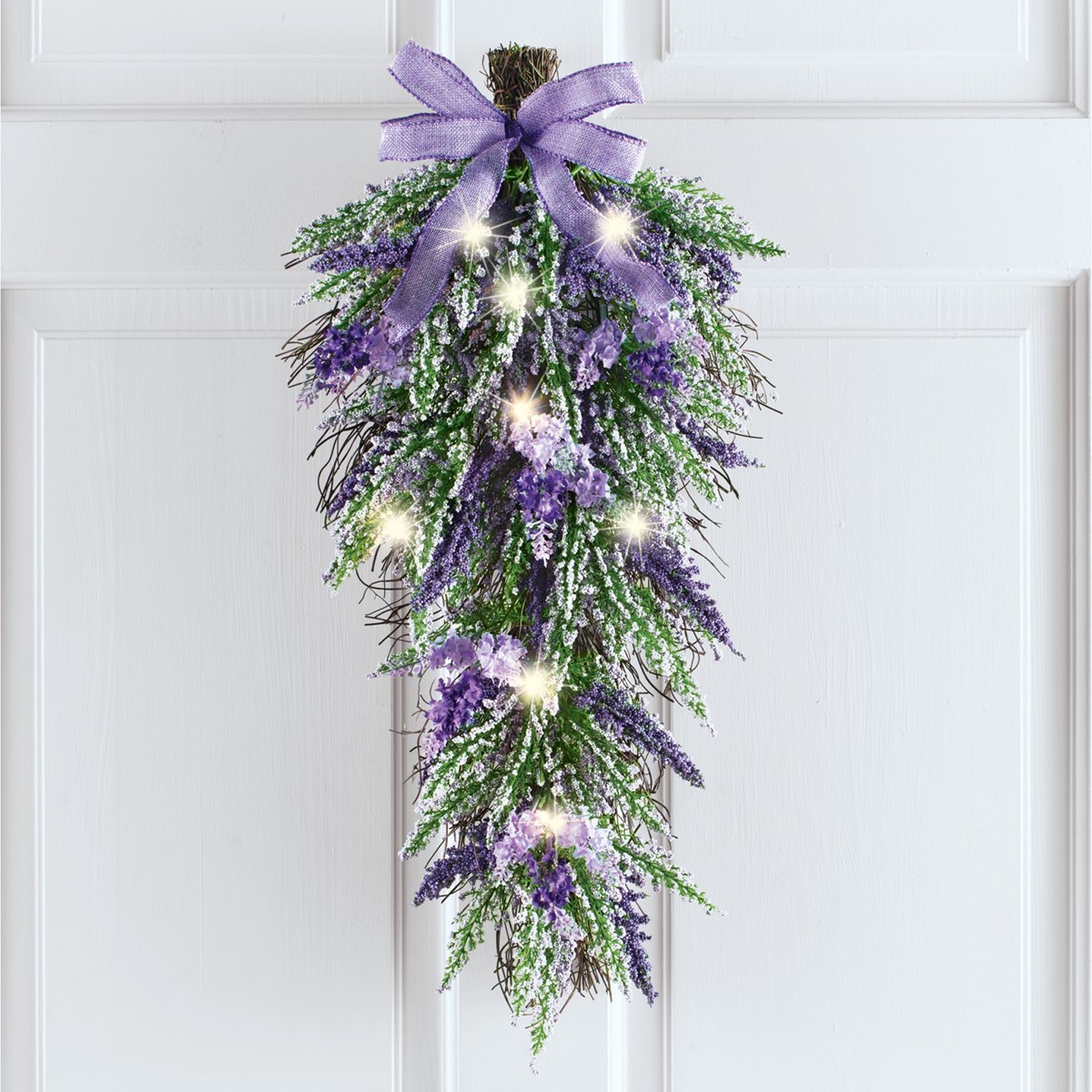 Lighted Lavender Swag with Matching Bow | Collections Etc.