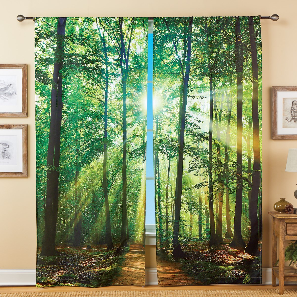 Forest Sunshine Scene Window Drapes - Set of 2 | Collections Etc.
