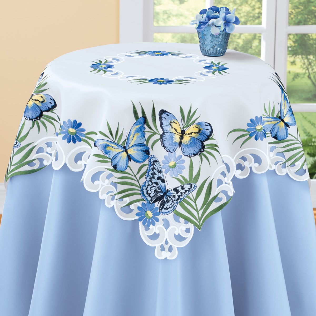 Embroidered Butterflies and Daisies Table Linens | Collections Etc.