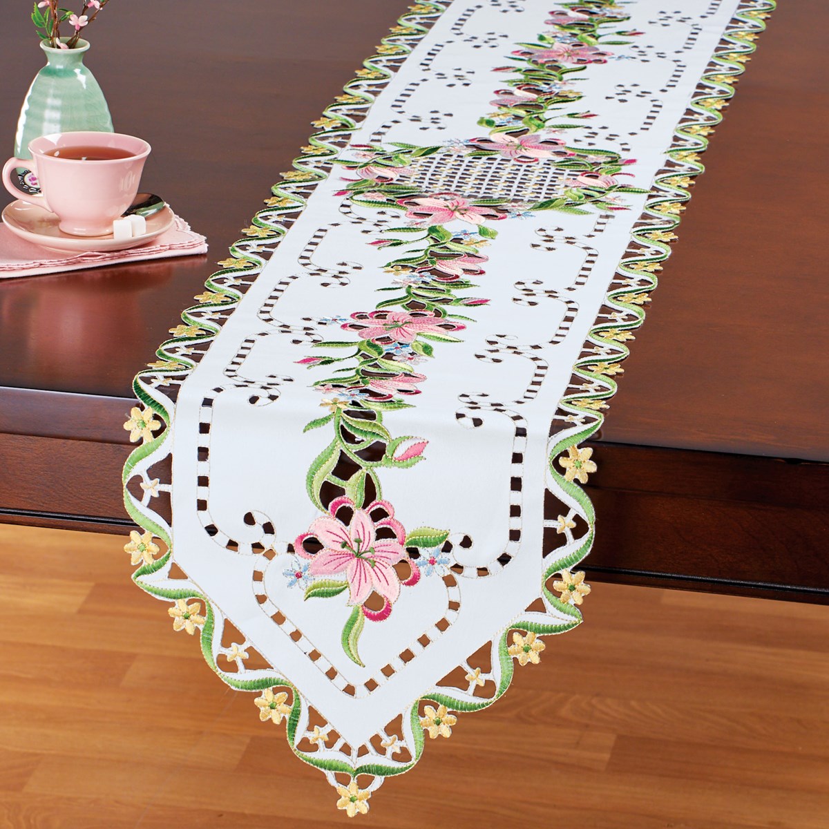 Spring Lilies Cutout Table Linens | Collections Etc.