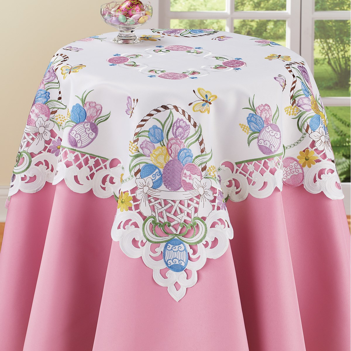 Easter Eggs and Tulips Cutout Table Linens | Collections Etc.