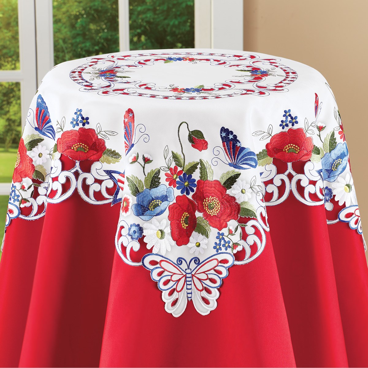 Patriotic Garden Embroidered Table Linens | Collections Etc.