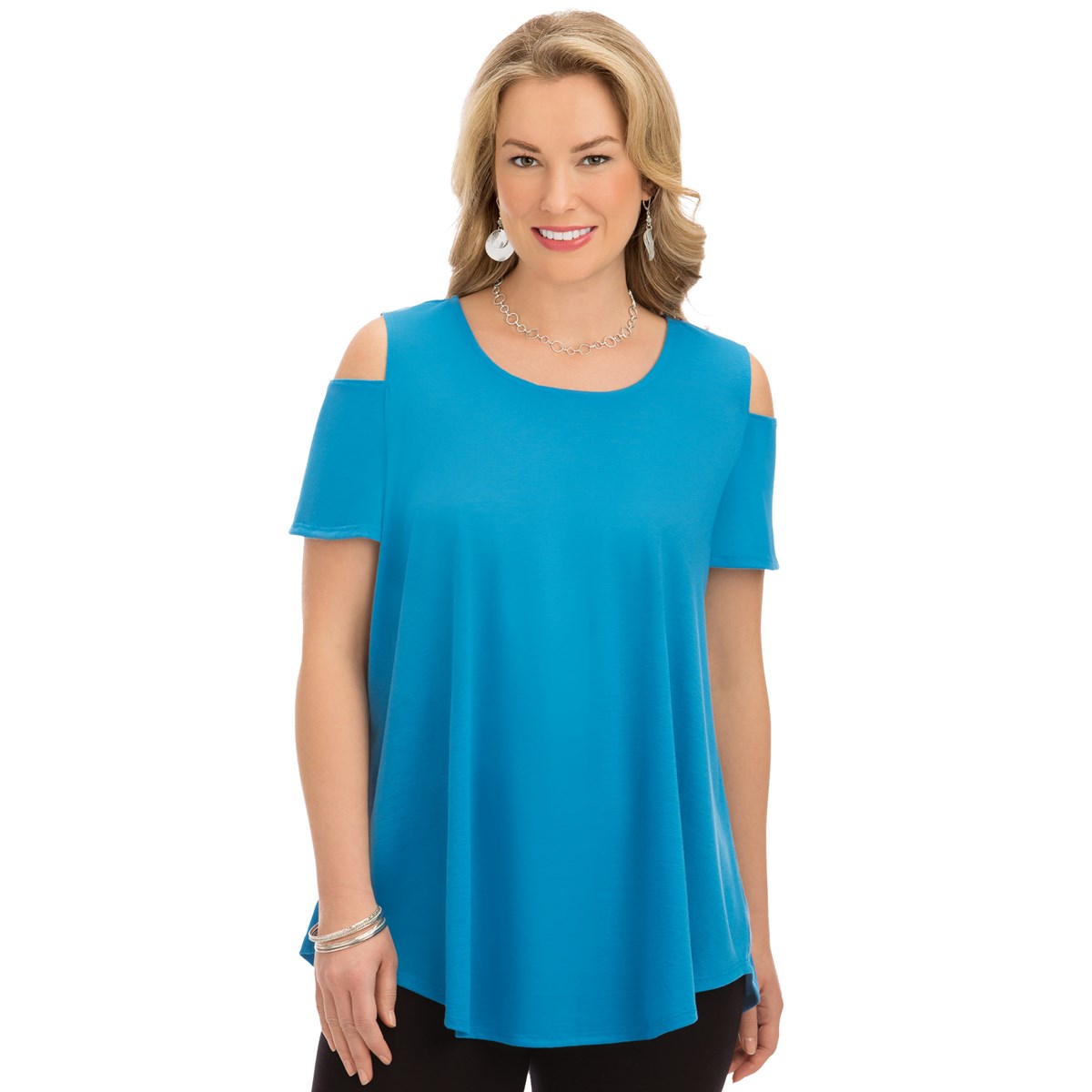 Solid Color Cold Shoulder Easy Fit Tunic | Collections Etc.