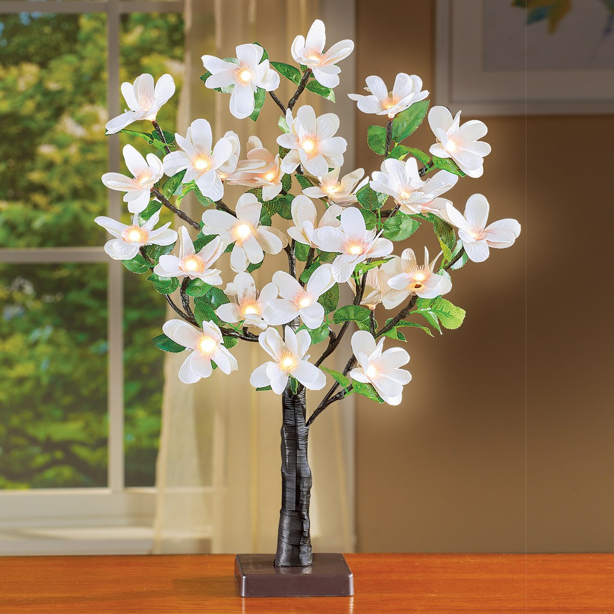 Lighted Sparkling Magnolia Tabletop Tree | Collections Etc.