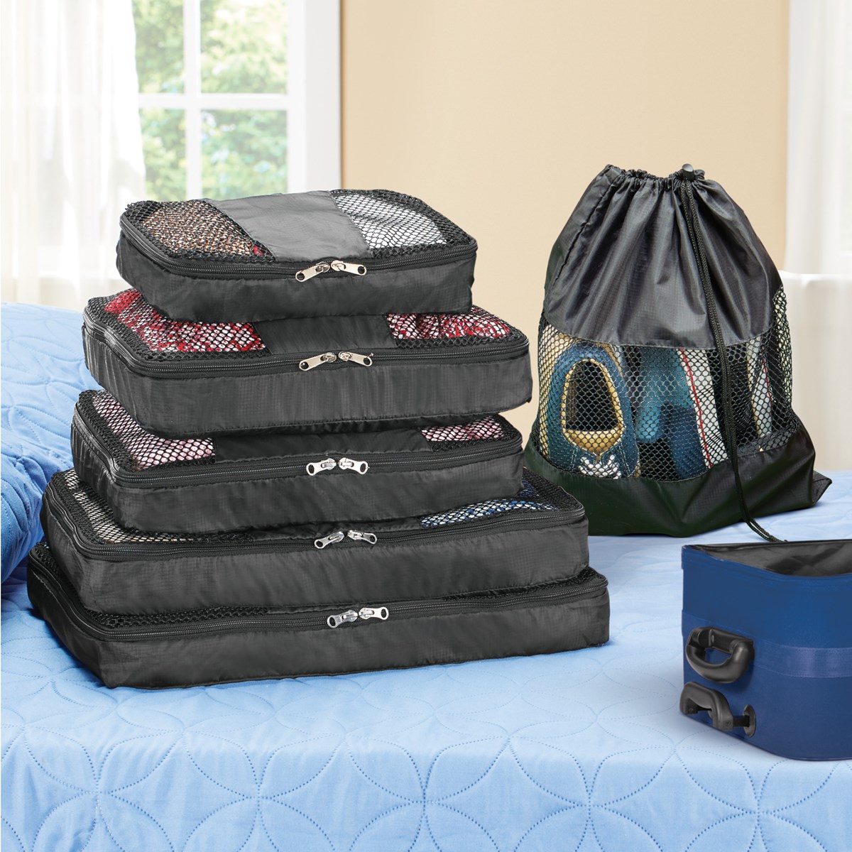Mesh Travel Packing Cubes - Set of 6 | Collections Etc.