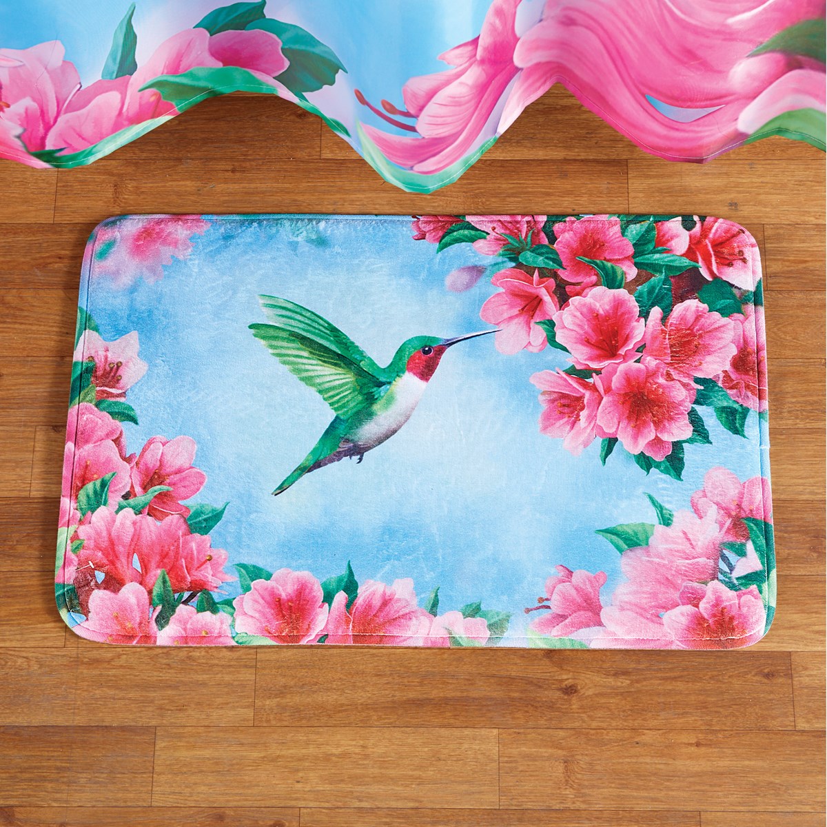 Floral Hummingbird Garden Bath Rug | Collections Etc.