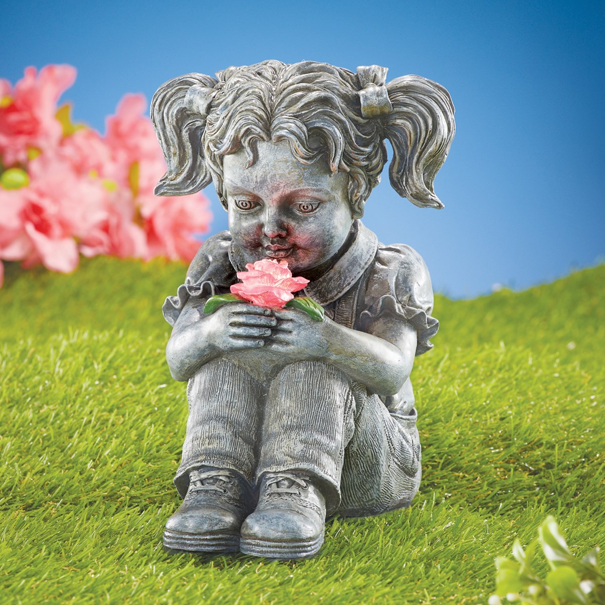 Sweet Solar Kids Garden Statue | Collections Etc.