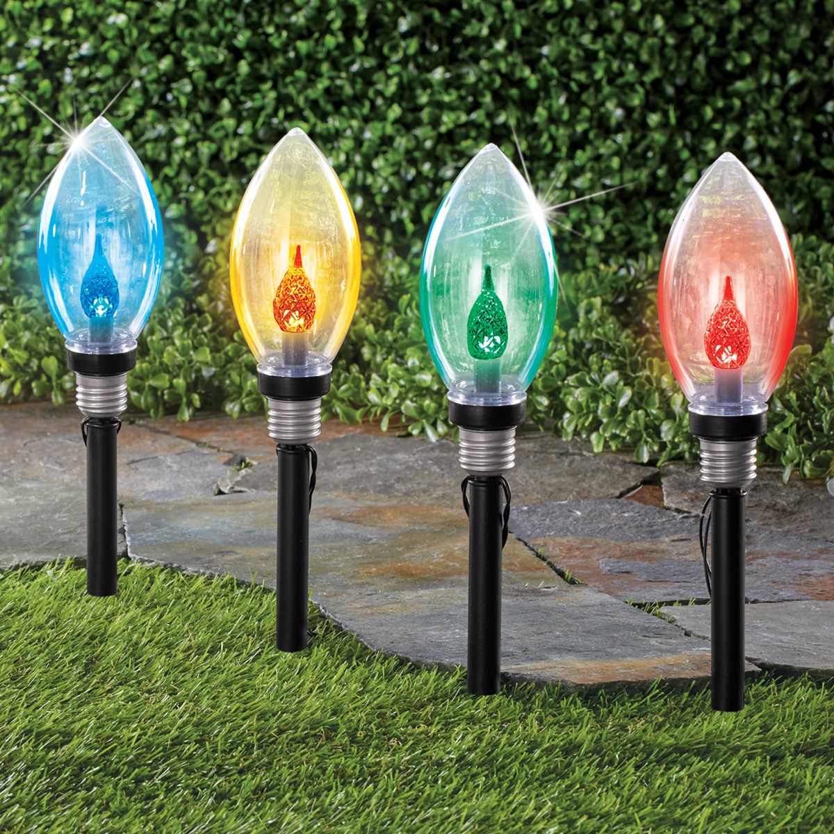 Sparkling Solar Bulb Stakes - Set 4 | Collections Etc.