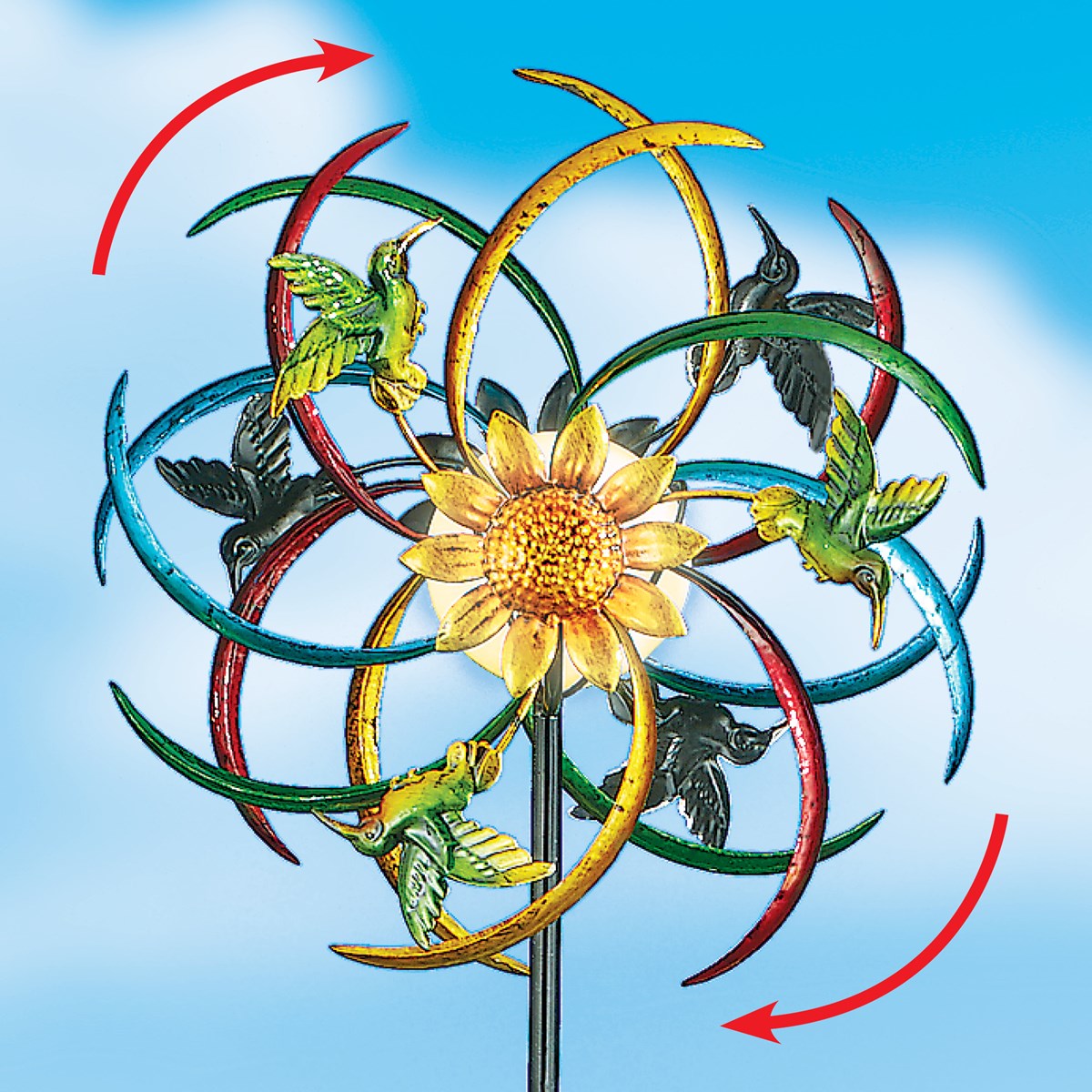 Solar Hummingbirds Colorful Yard Spinner | Collections Etc.