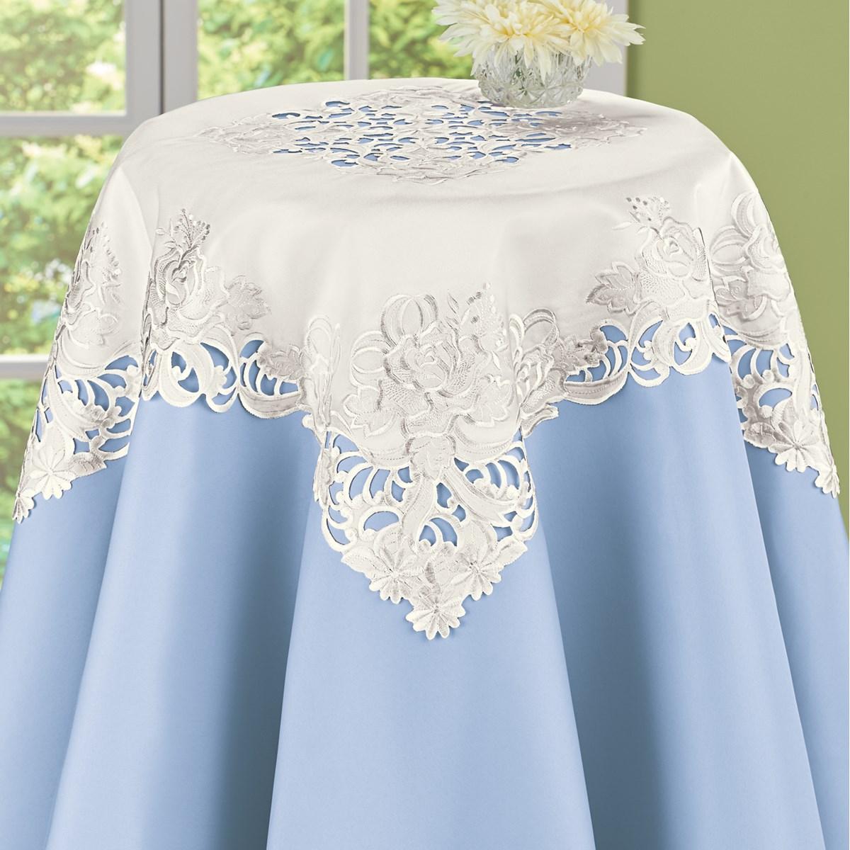 Bloom Rose Garden Embroidered Table Linens | Collections Etc.