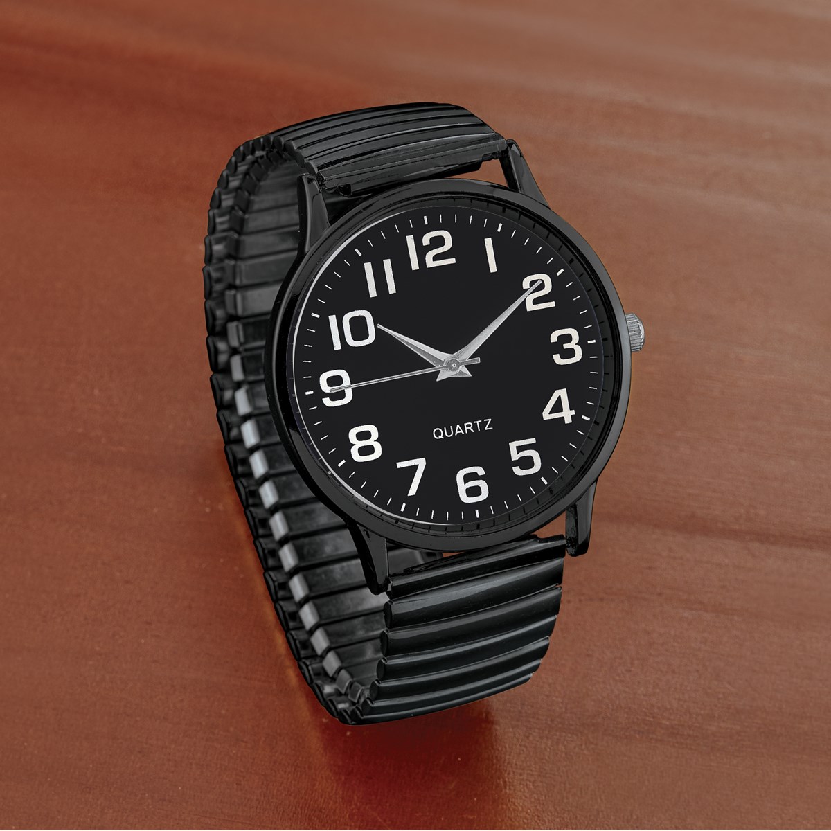 Easy-to-Read Stainless Steel Stretch Watch | Collections Etc.