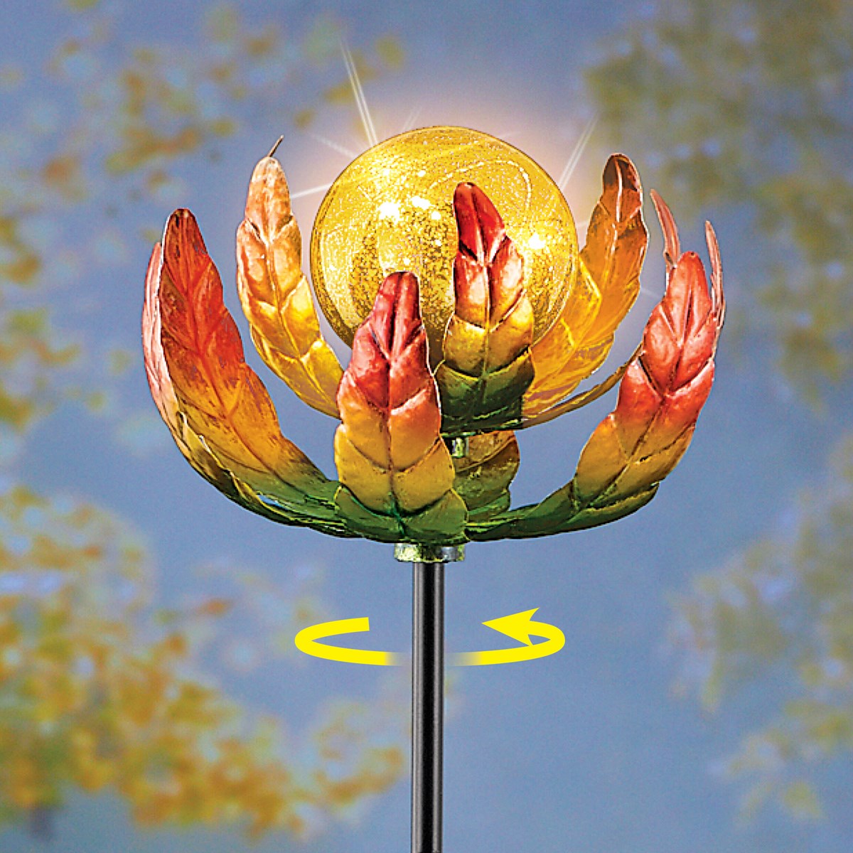 Solar Colorful Autumn Leaves Double Spinner | Collections Etc.