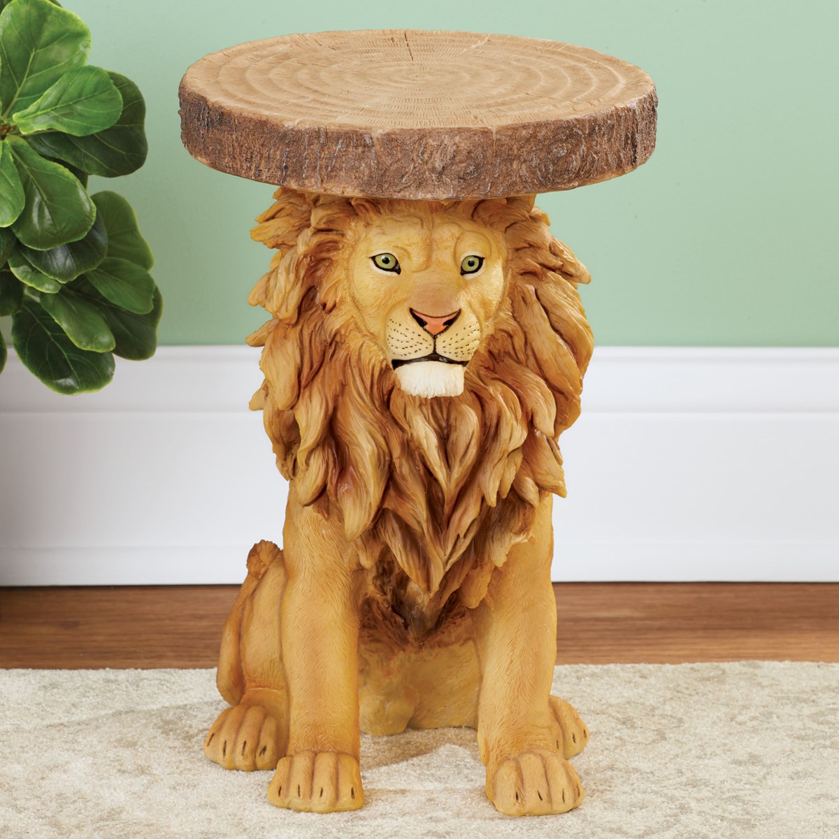Lion Faux Log Accent Table | Collections Etc.