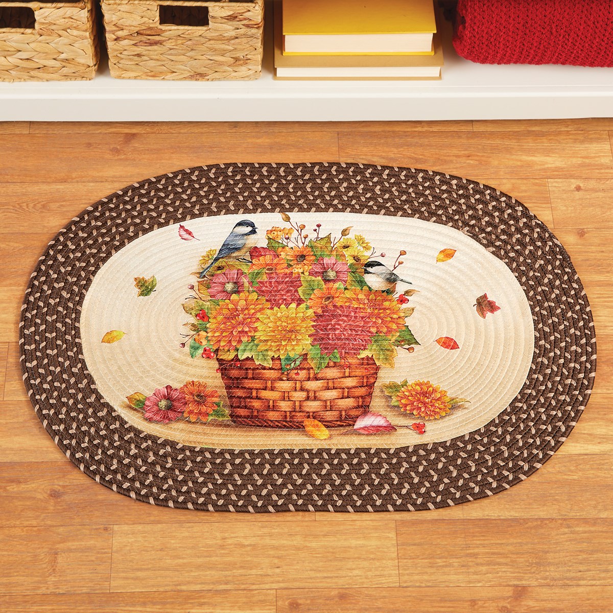 Chrysanthemum and Sunflower Braided Rug | Collections Etc.