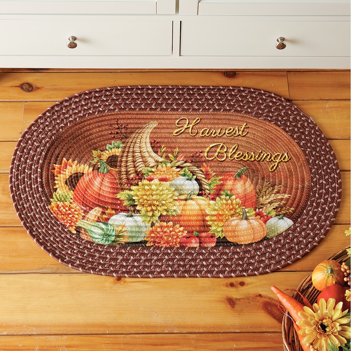 Cornucopia Harvest Kitchen Braided Accent Rug | Collections Etc.