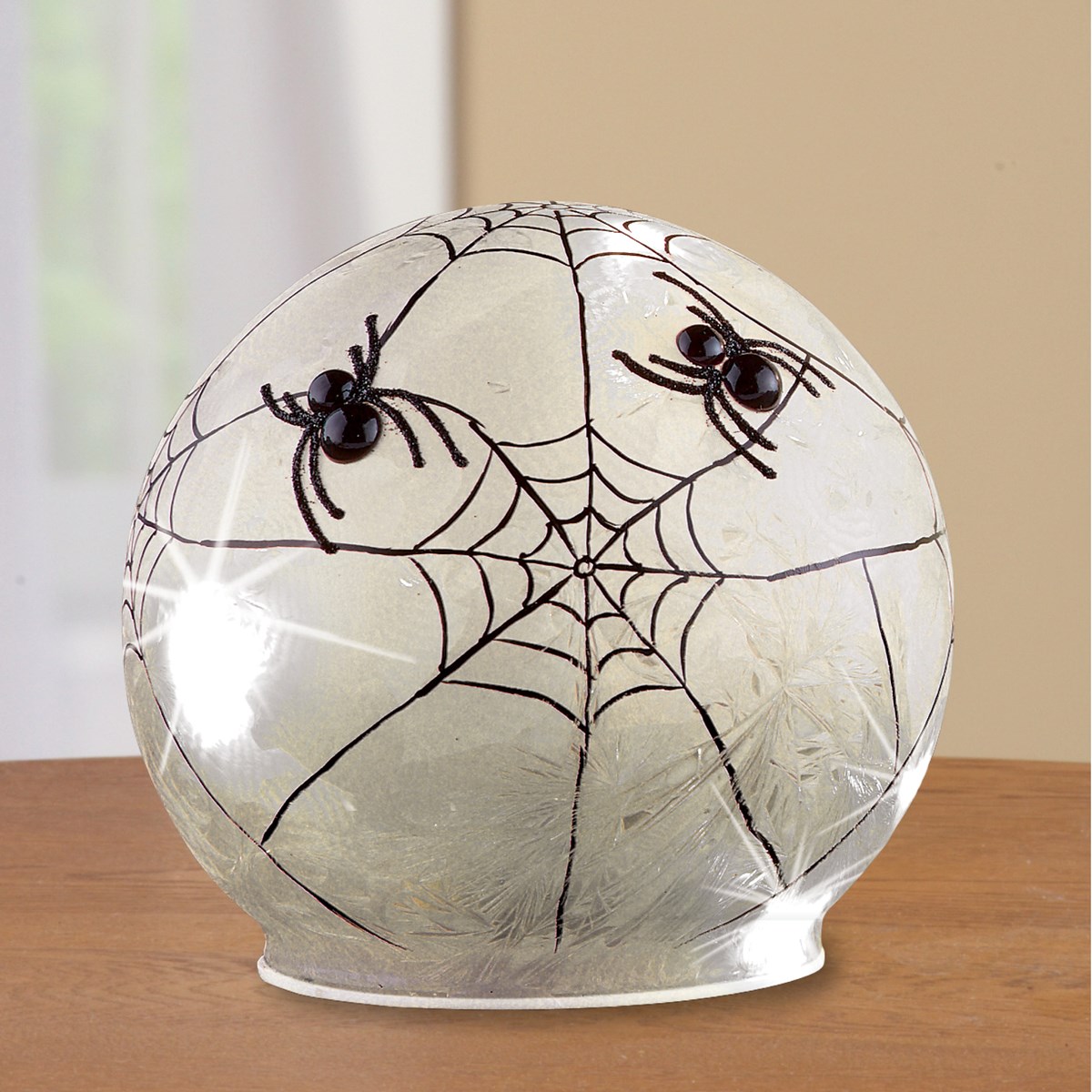 Lighted Spider Web Glass Ball Halloween Decorations | Collections Etc.