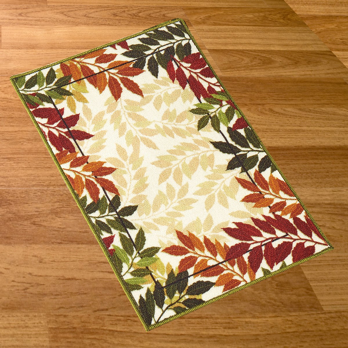 Printed Fall Leaves Tufted Accent Rug | Collections Etc.