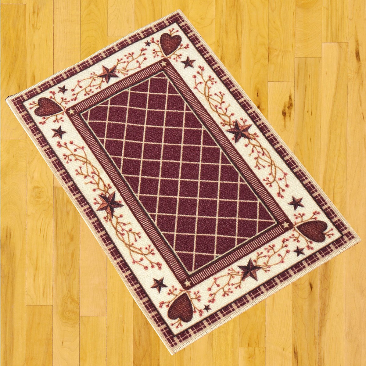 Country Star and Vine Lattice Accent Rug | Collections Etc.