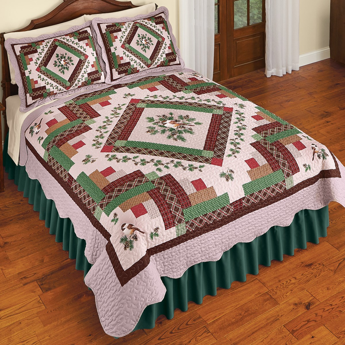 Chickadee Patchwork Quilt with Scalloped Edges | Collections Etc.