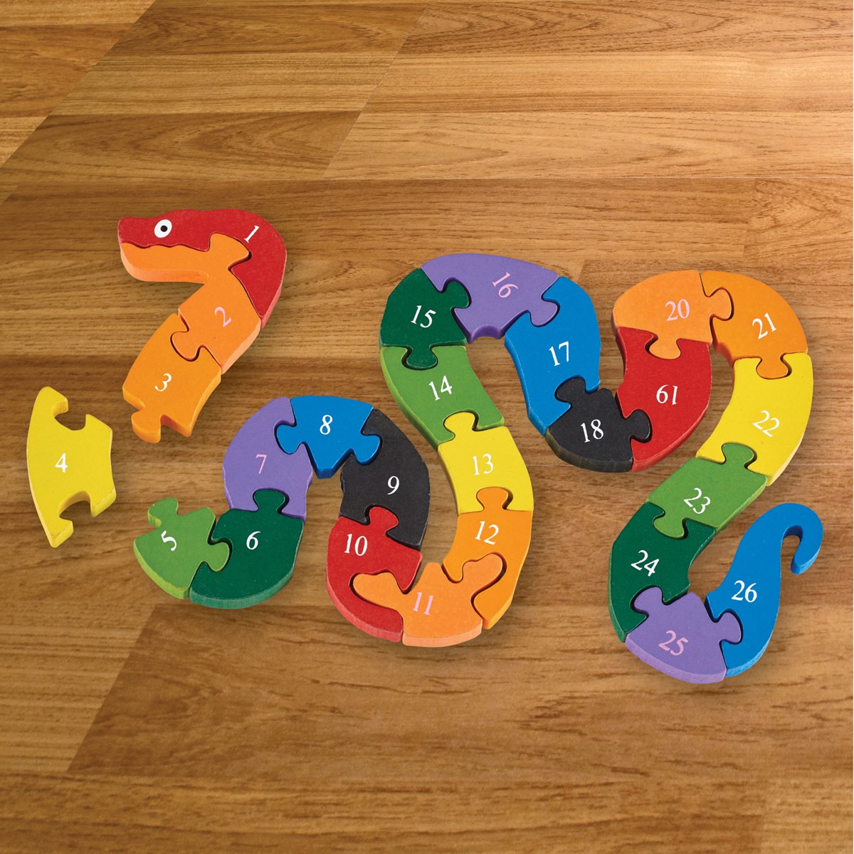 Colorful 26-Piece Snake Number Puzzle | Collections Etc.