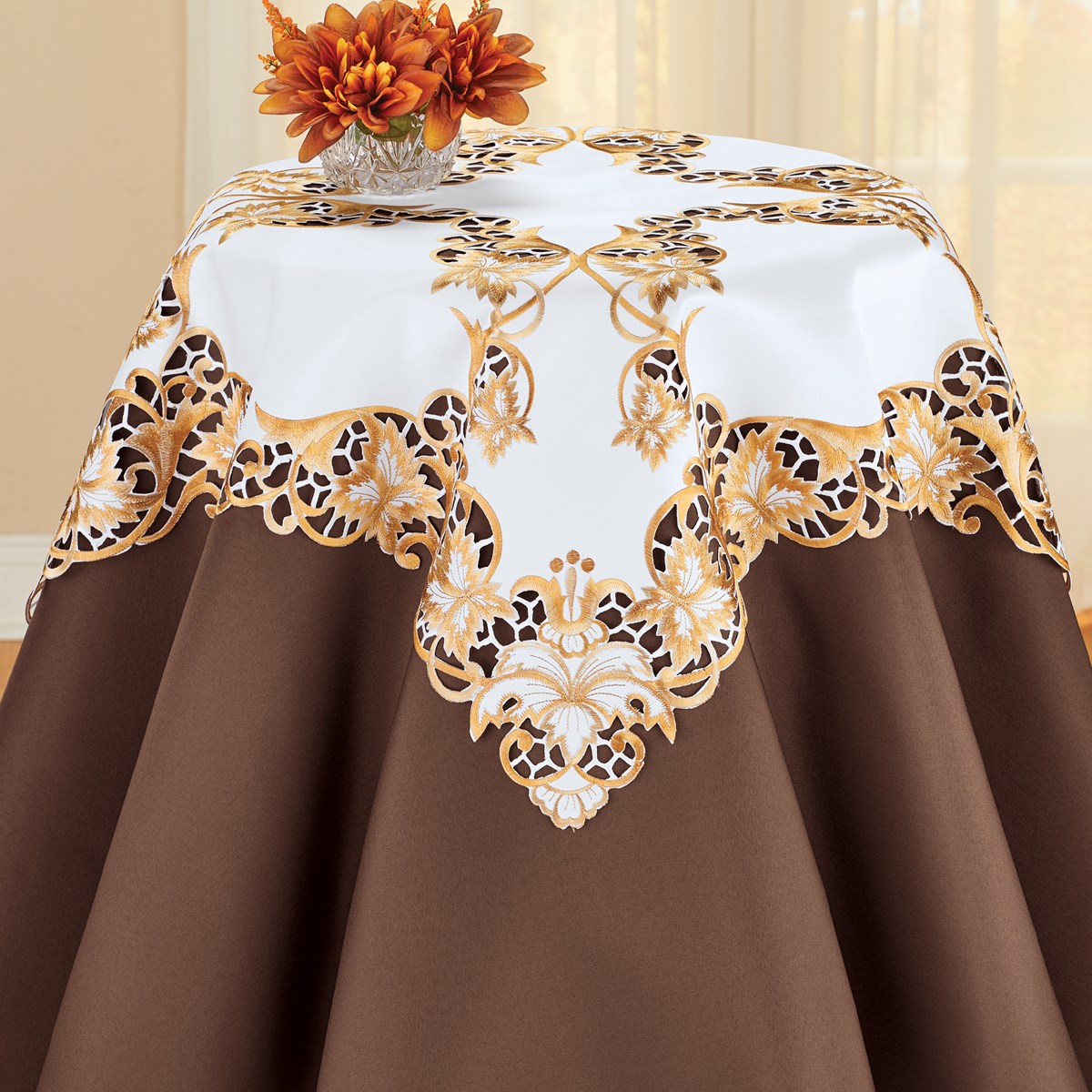 Fall Leaves and Lattice Cutout Table Linens | Collections Etc.