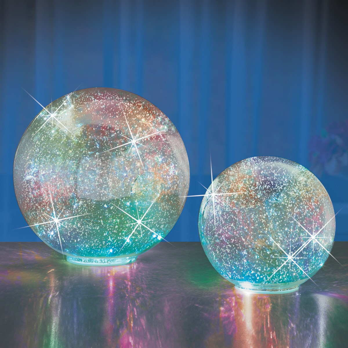Color Changing Crackled Glass Sphere with Timer | Collections Etc.