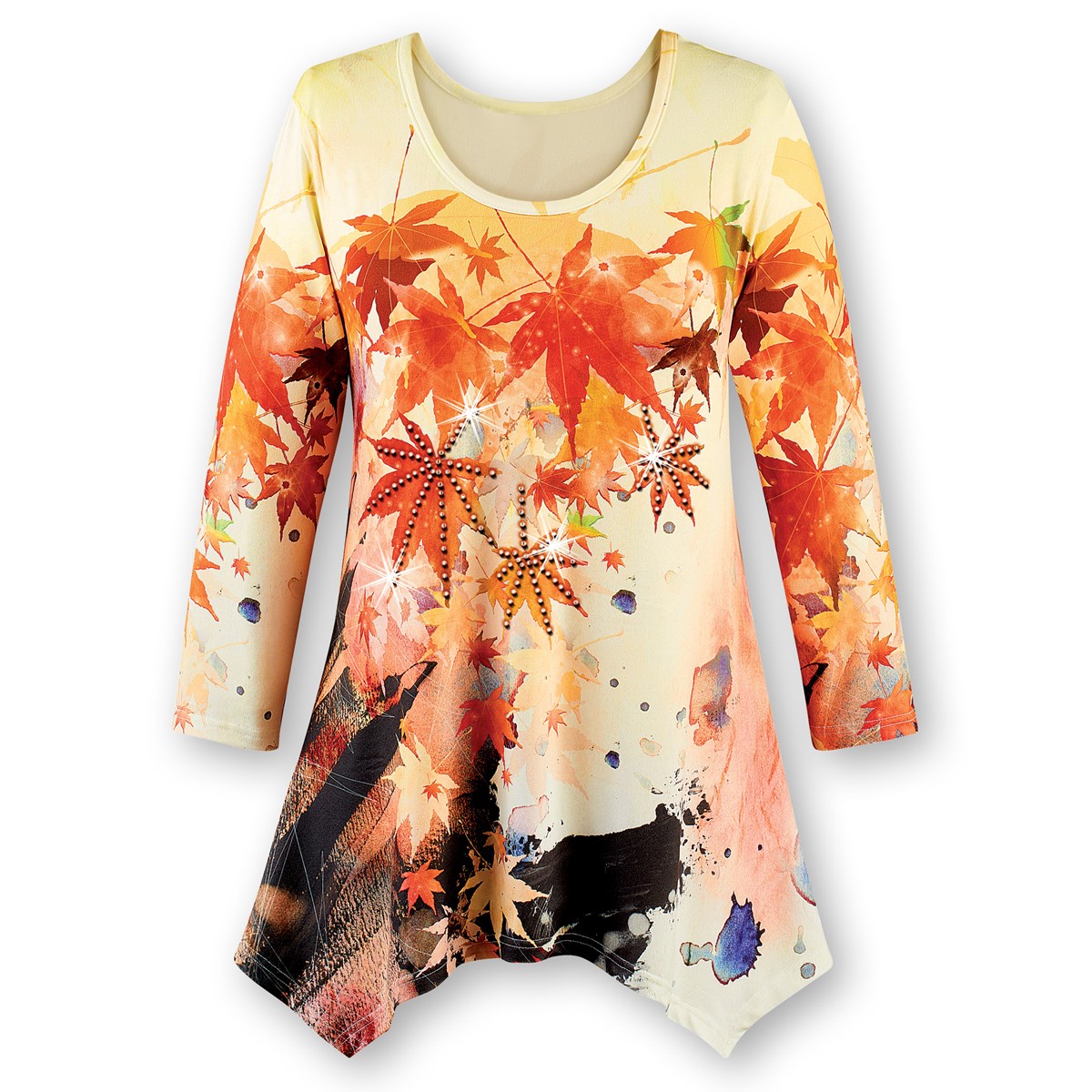 Abstract Fall Foliage Design Sharkbite Tunic | Collections Etc.