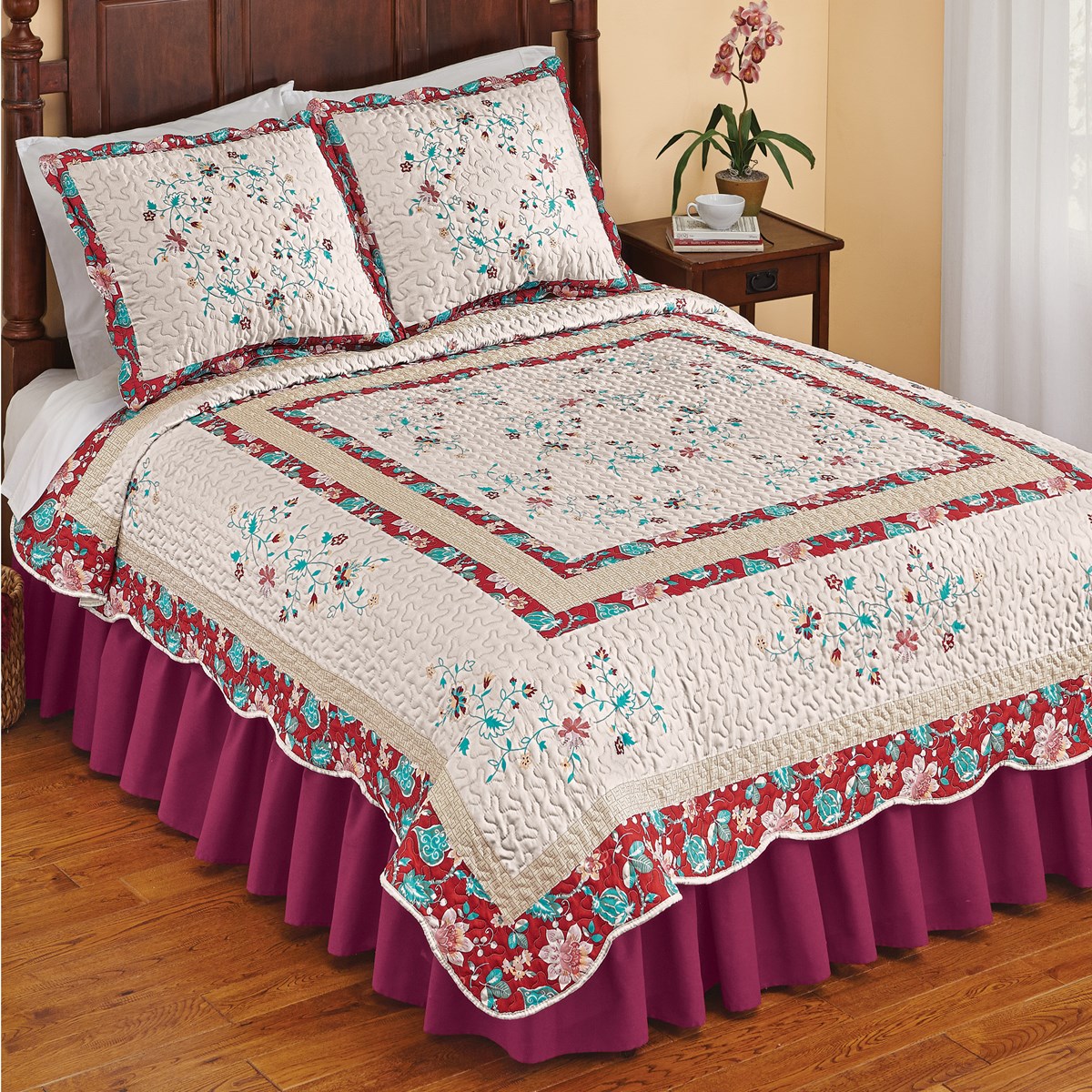 Elegant Felicity Floral Print Quilt | Collections Etc.