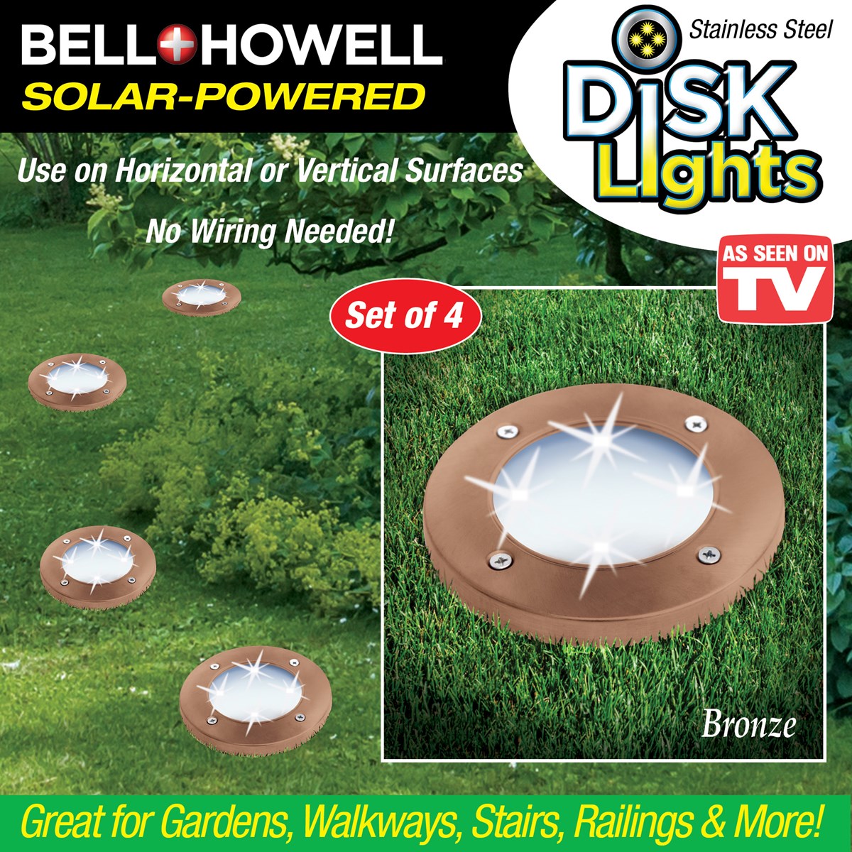 Bell and Howell Solar Disk Lights - Set 4 | Collections Etc.