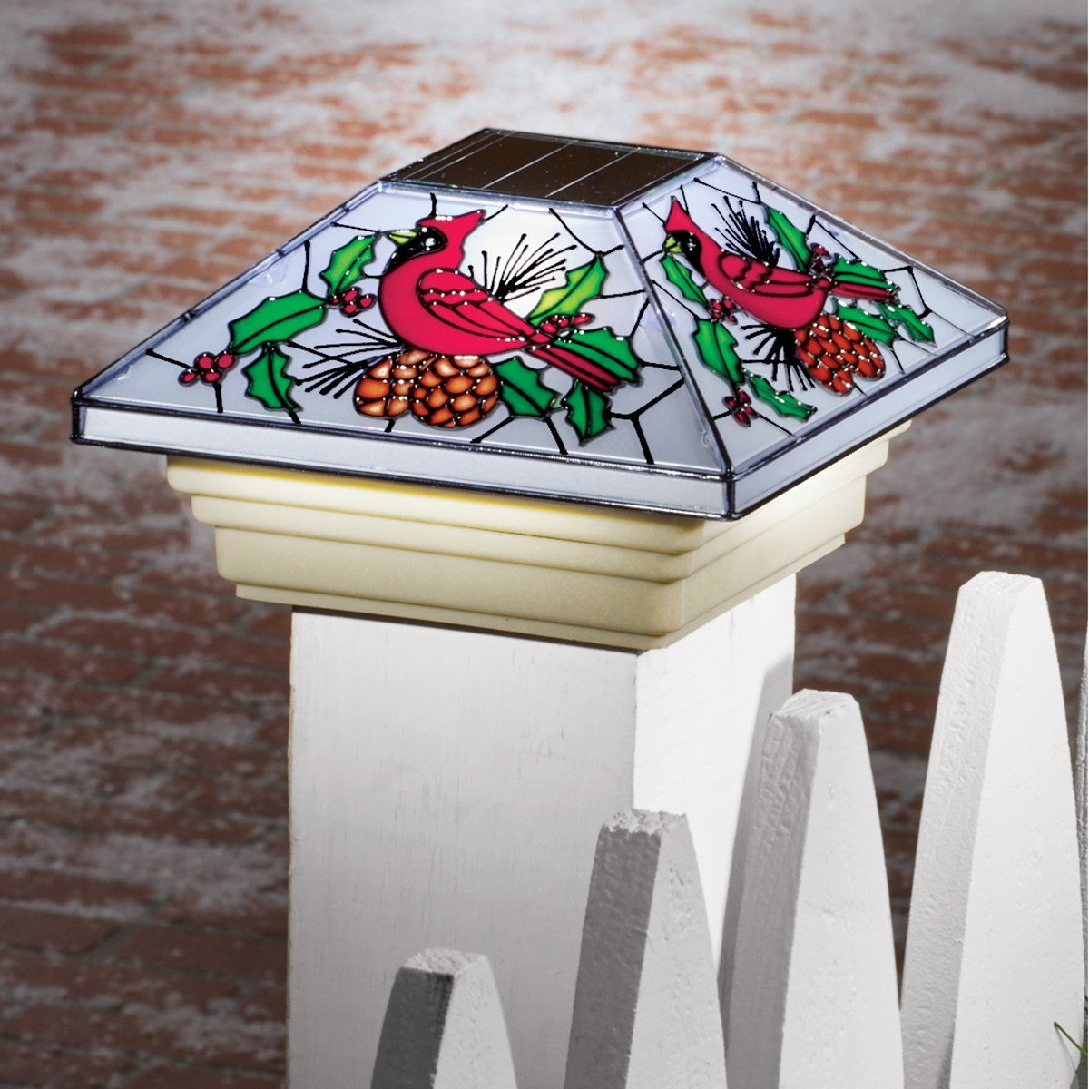 Solar Light Cardinals Decorative Post Cap | Collections Etc.