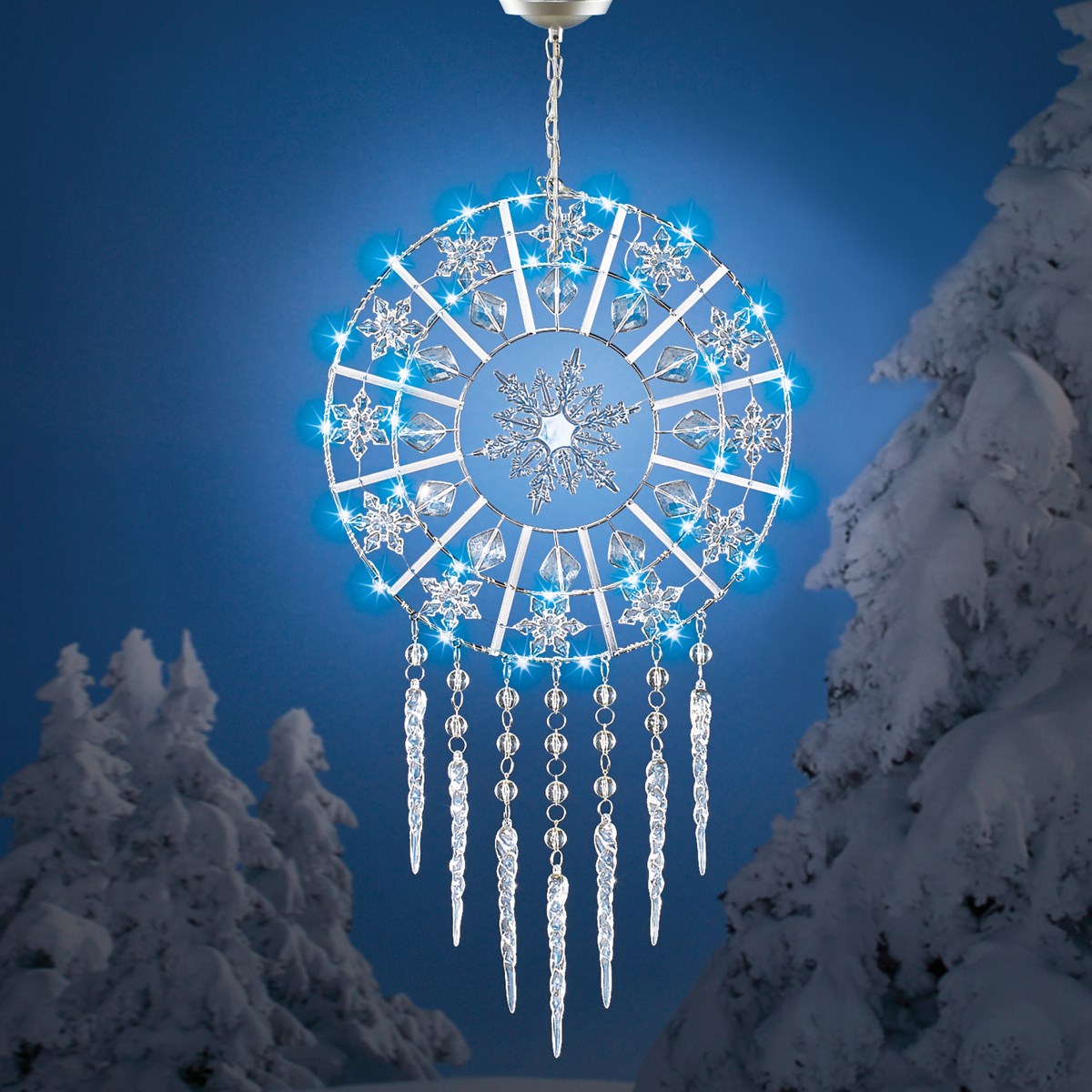 Solar Snowflake Suncatcher with Icicle Accents | Collections Etc.