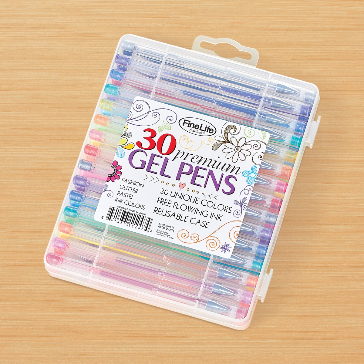 Colorful Gel Pens with Travel Case - Set of 30 | Collections Etc.